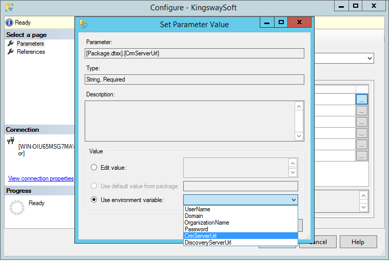 Parameterizing Cdscrm Connection Manager